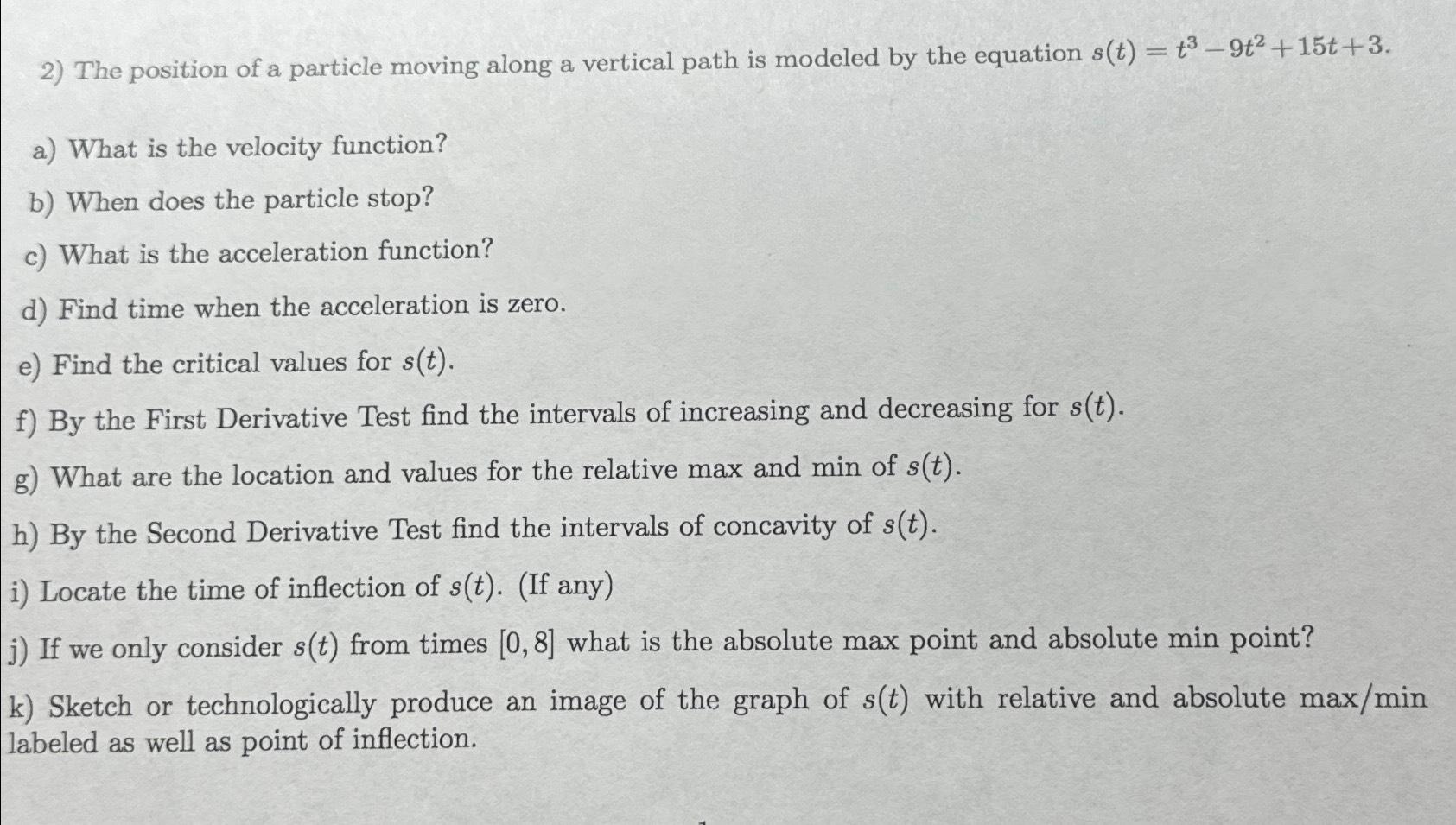 Solved The position of a particle moving along a vertical | Chegg.com