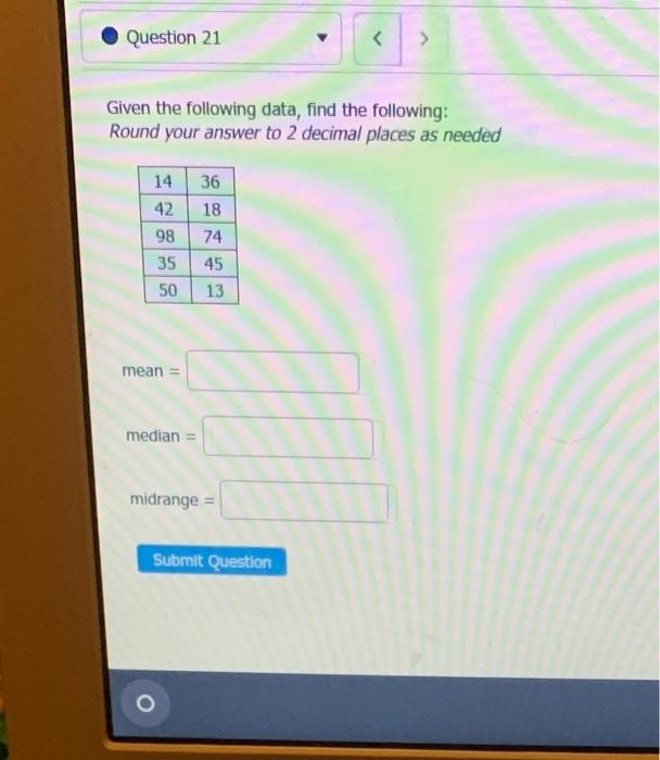 Solved Given the following data, find the following: Round | Chegg.com