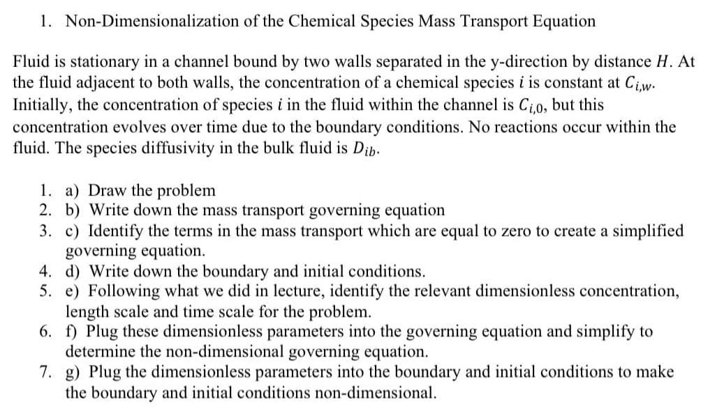 Solved 1. Non-Dimensionalization of the Chemical Species | Chegg.com