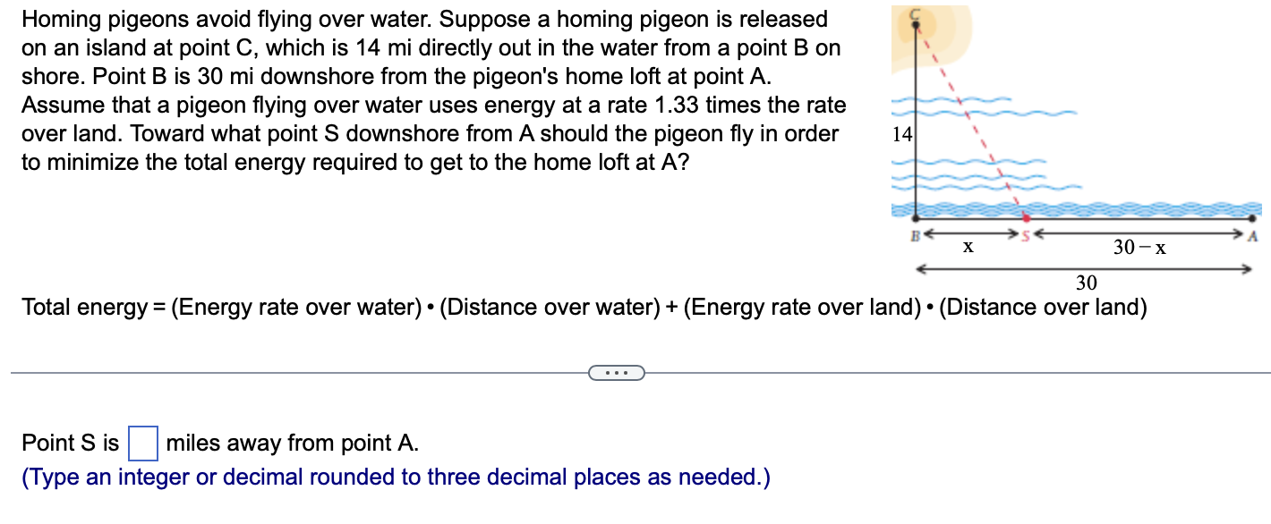 Solved Homing pigeons avoid flying over water. Suppose a | Chegg.com