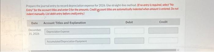 Solved Prepare the journal entry to record depreciation | Chegg.com