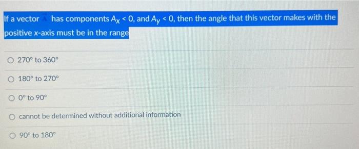 Solved If a vector has components Ax