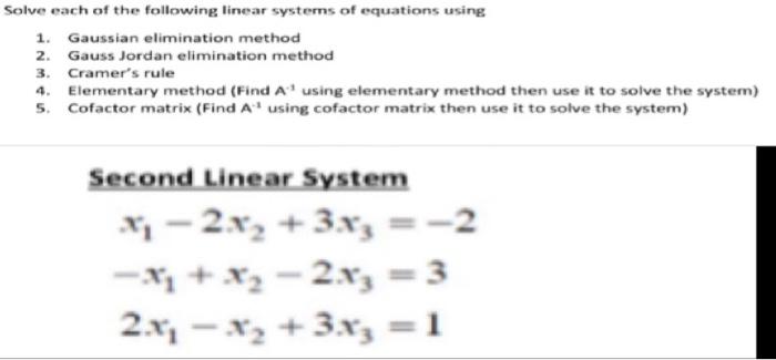 Solved Solve each of the following linear systems of | Chegg.com