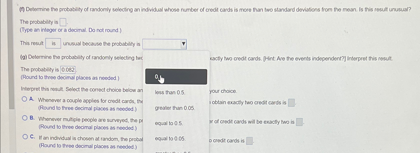 (f) ﻿Determine the probability of randomly selecting | Chegg.com