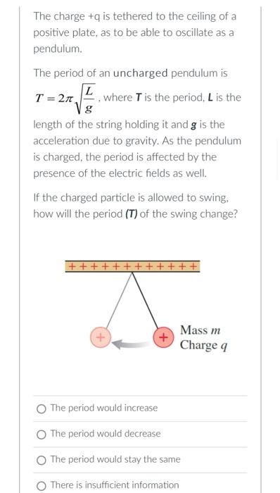 Solved The charge +q is tethered to the ceiling of a | Chegg.com