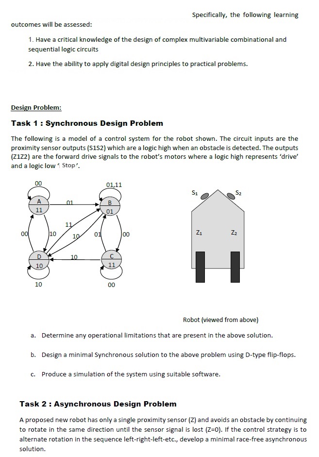 Solved Task 1The circuit inputs are the proximity sensor | Chegg.com