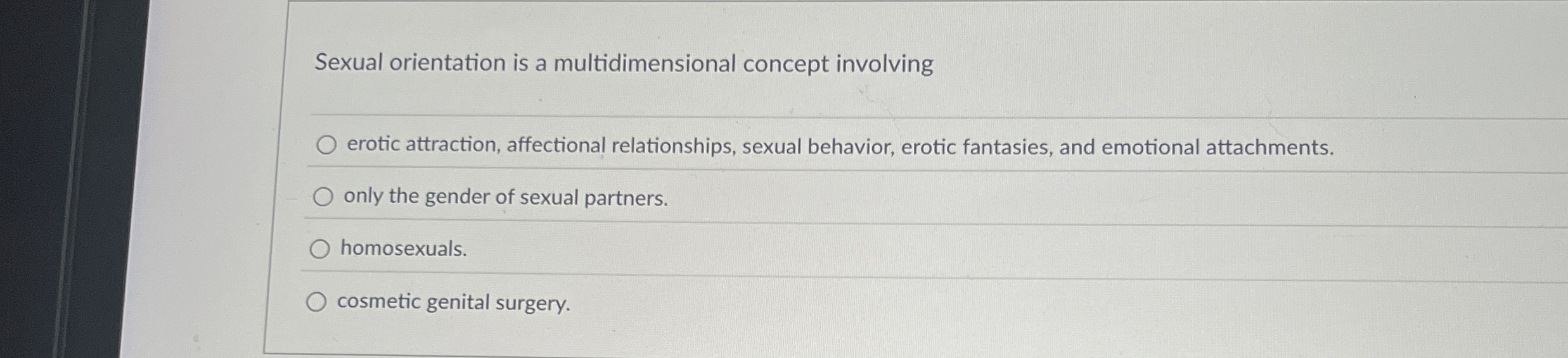 Solved nSexual orientation is a multidimensional concept | Chegg.com