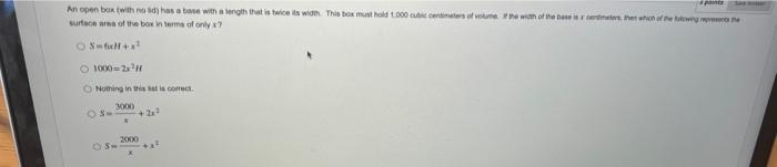 Solved wurtace area of the book in tems of only x? | Chegg.com