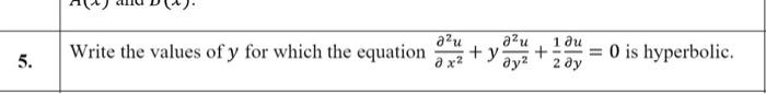 Solved au Write the values of y for which the equation д х2 | Chegg.com