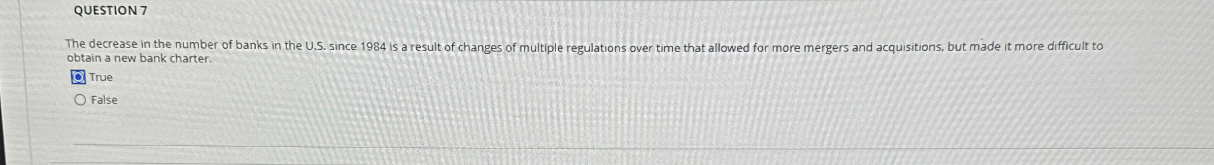 Solved QUESTION 7The decrease in the number of banks in the | Chegg.com