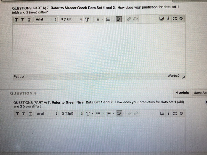 QUESTIONS (PART A) 7. Refer to Mercer Creek Data Set | Chegg.com
