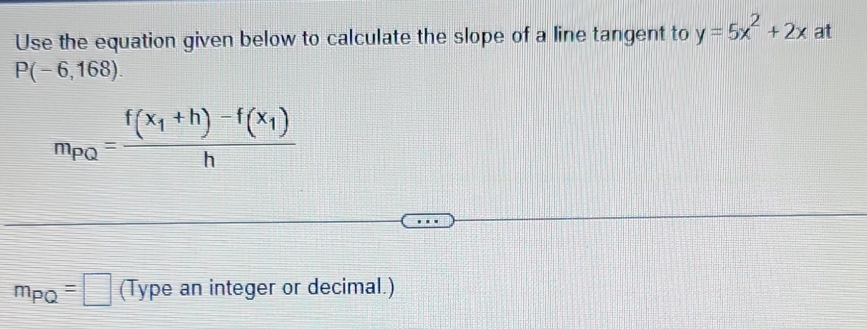 Solved Use the equation given below to calculate the slope | Chegg.com