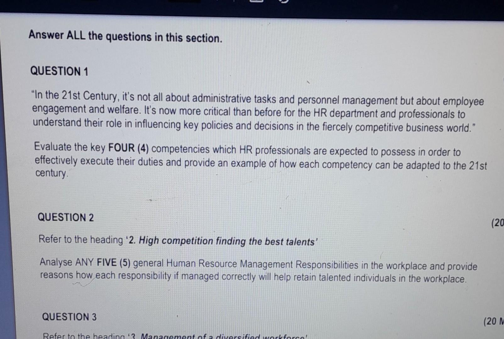 Answer ALL the questions in this section. QUESTION 1 | Chegg.com