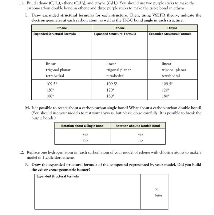 Solved 1. Obtain a molecular modeling kit from the chemical | Chegg.com