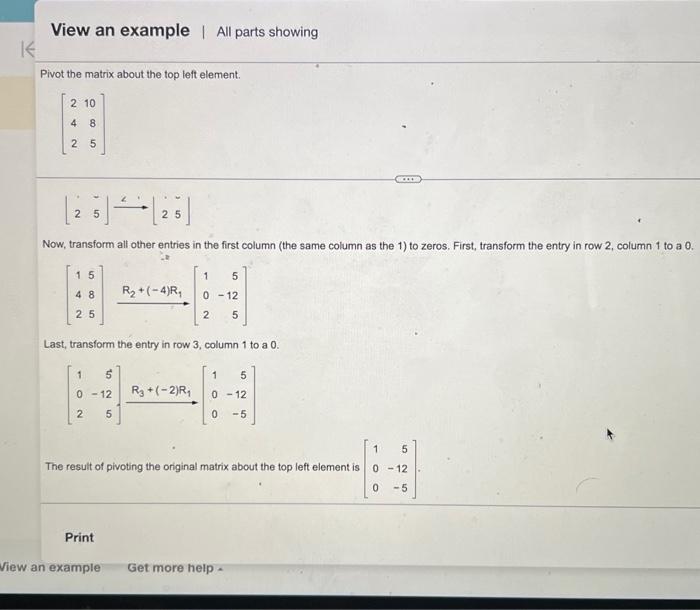 Solved Pivot the matrix about the circled element. The | Chegg.com