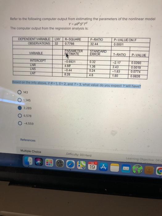 Solved Refer to the following computer output from | Chegg.com