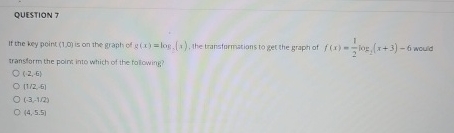 Solved QUESTION 7If the key point (1,0) ﻿is on the graph of | Chegg.com