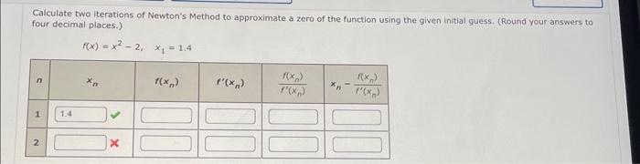 [solved] Calculate Two Iterations Of Newton S Method T