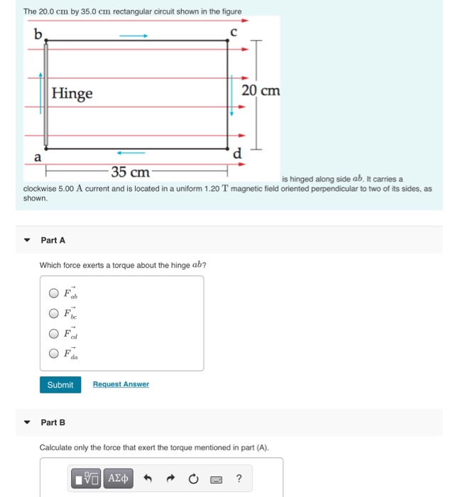 Solved The 20.0 cm by 35.0 cm rectangular circuit shown in | Chegg.com