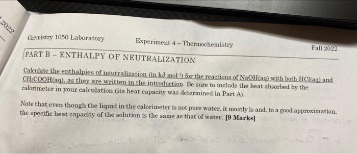 Solved ENTHALPY OF NEUTRALIZATION\begin{tabular}{|c|c|c|} | Chegg.com