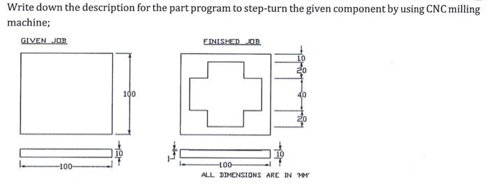 Solved Write down the description for the part program to | Chegg.com