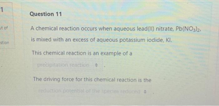 Solved A chemical reaction occurs when aqueous lead(II) | Chegg.com