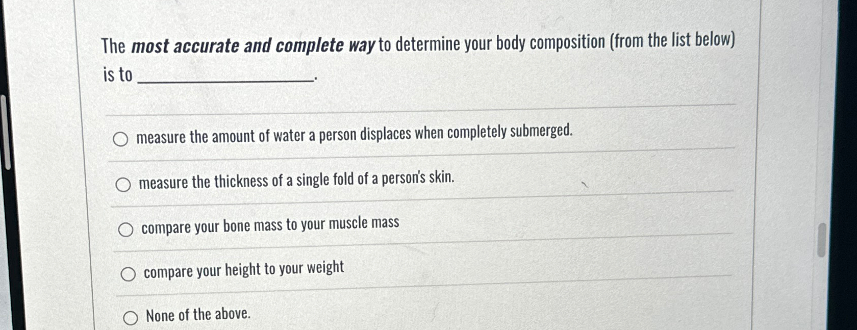 Solved The most accurate and complete way to determine your | Chegg.com