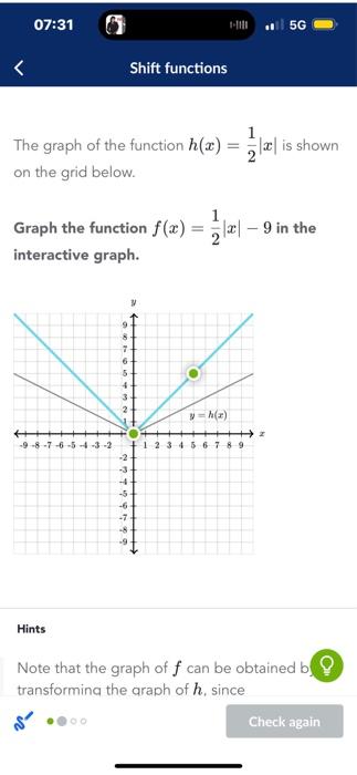 Solved The graph of the function h(x)=21∣x∣ is shown on the | Chegg.com