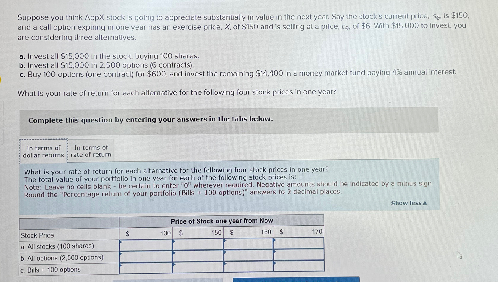 Solved Suppose you think AppX stock is going to appreciate | Chegg.com
