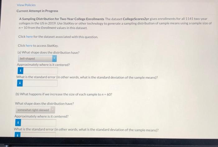 View Policies Current Attempt in Progress A Sampling | Chegg.com