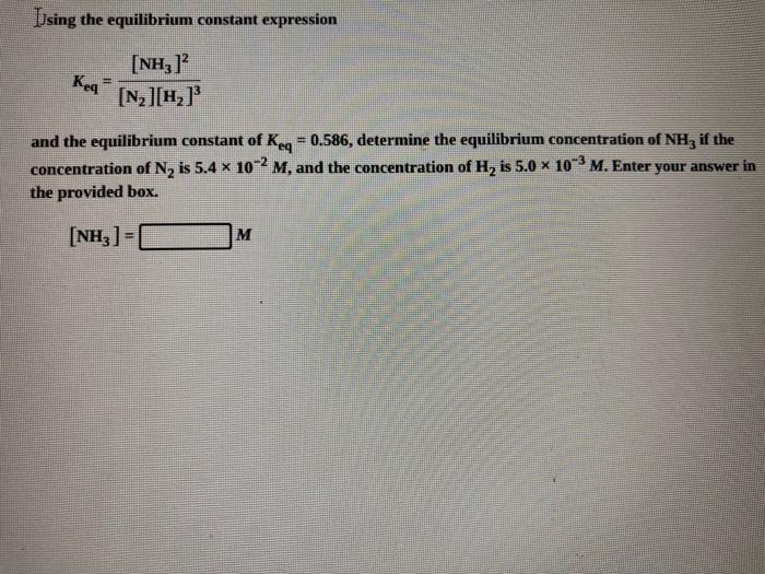 Solved UJsing the equilibrium constant expression Keq=[ | Chegg.com