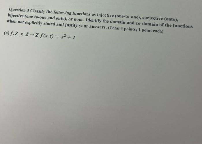 Solved Question 3 Classify the following functions as | Chegg.com