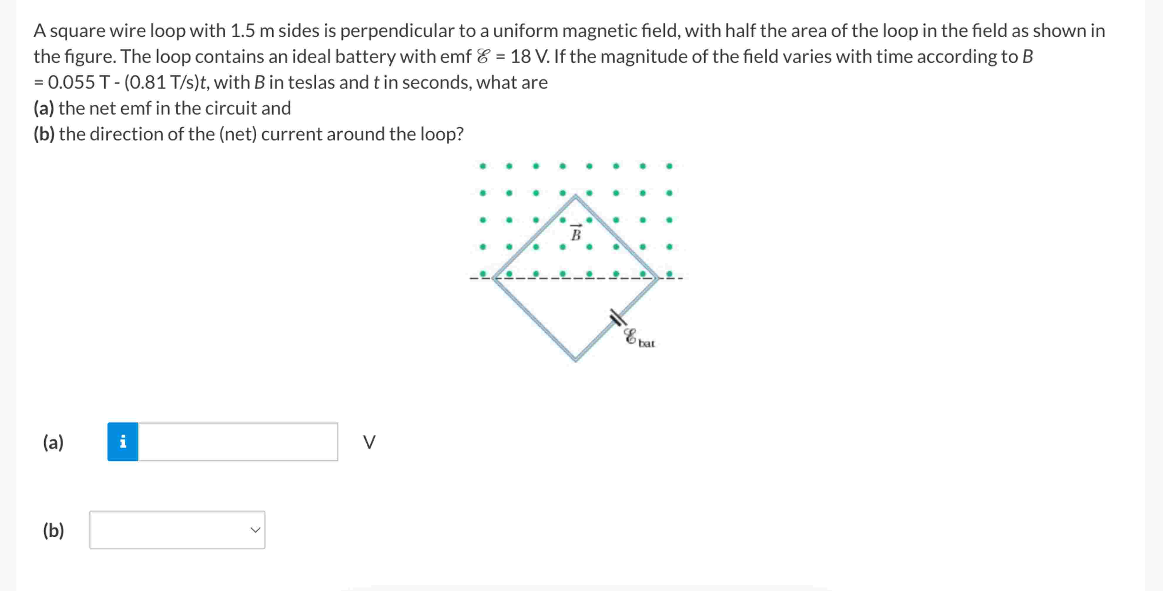Solved A square wire loop with 1.5 ﻿m sides is perpendicular | Chegg.com