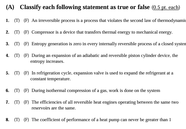 Solved (A) ﻿Classify each following statement as true or | Chegg.com