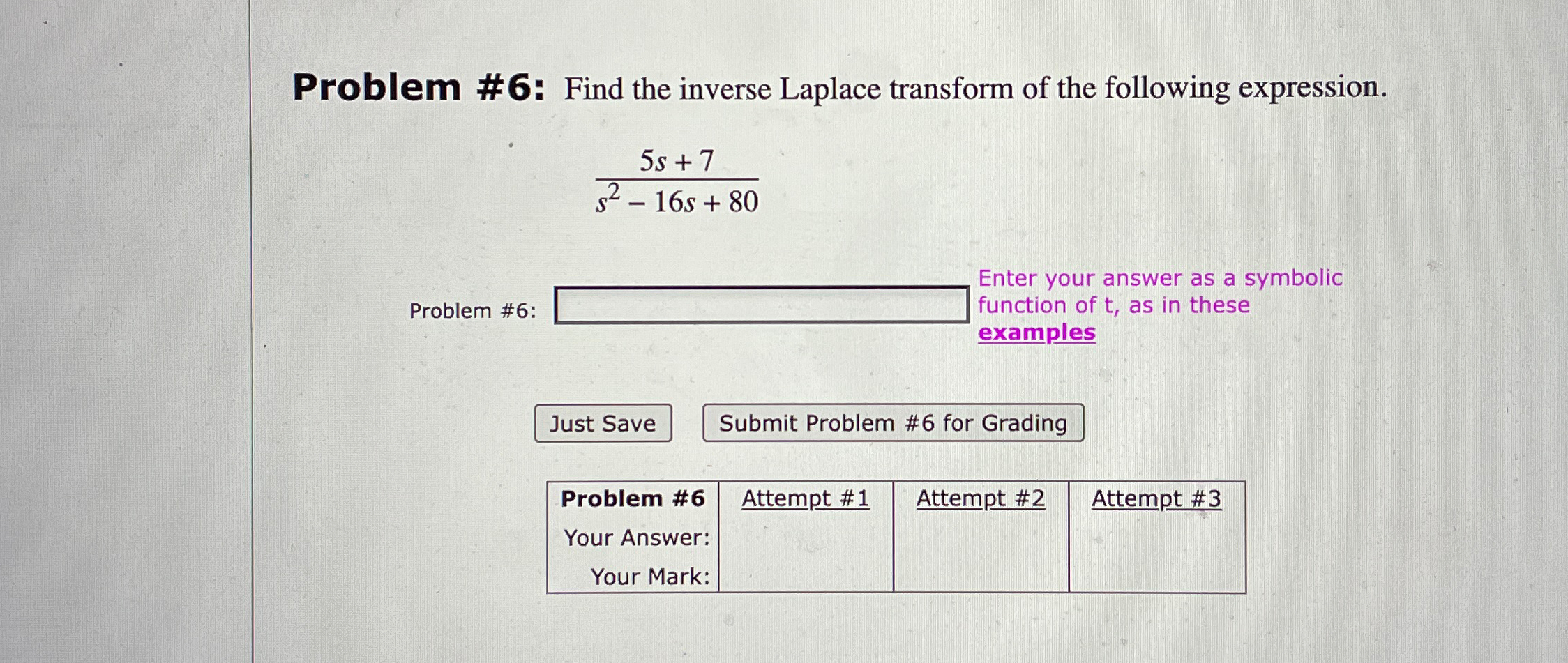 Solved Problem #6: Find the inverse Laplace transform of the | Chegg.com