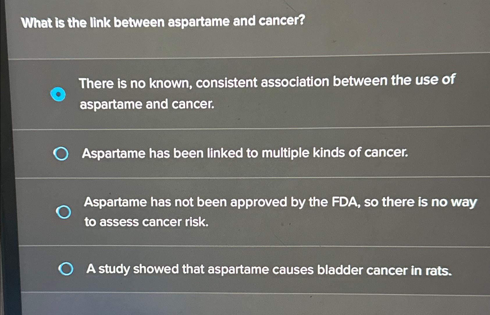 Solved What is the link between aspartame and cancer?There | Chegg.com