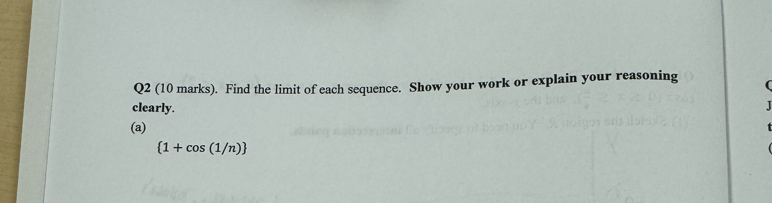 Solved Q2 (10 ﻿marks). ﻿Find the limit of each sequence. | Chegg.com