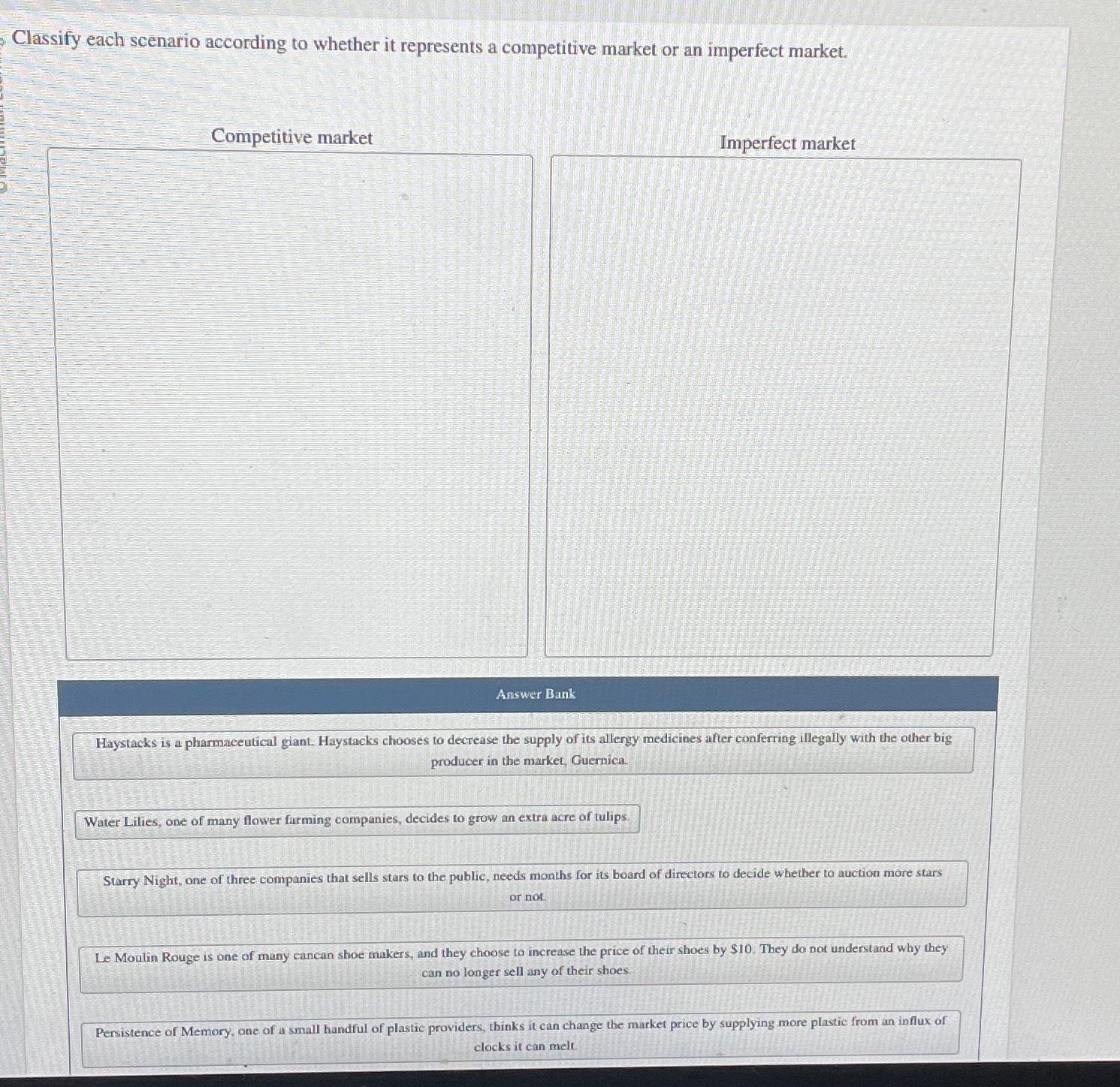 Solved Classify each scenario according to whether it | Chegg.com
