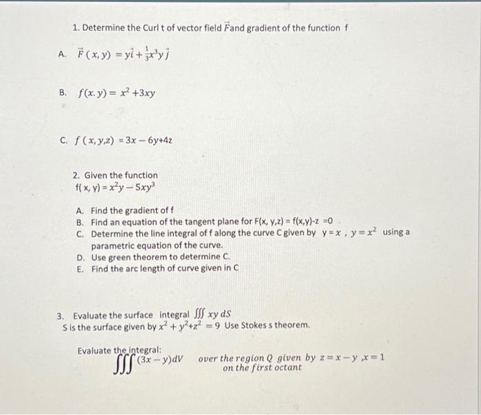 Solved 1. Determine the Curl \\( t \\) of vector field and | Chegg.com