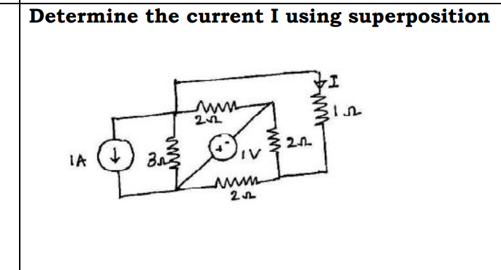 Solved Determine the current I using superposition | Chegg.com