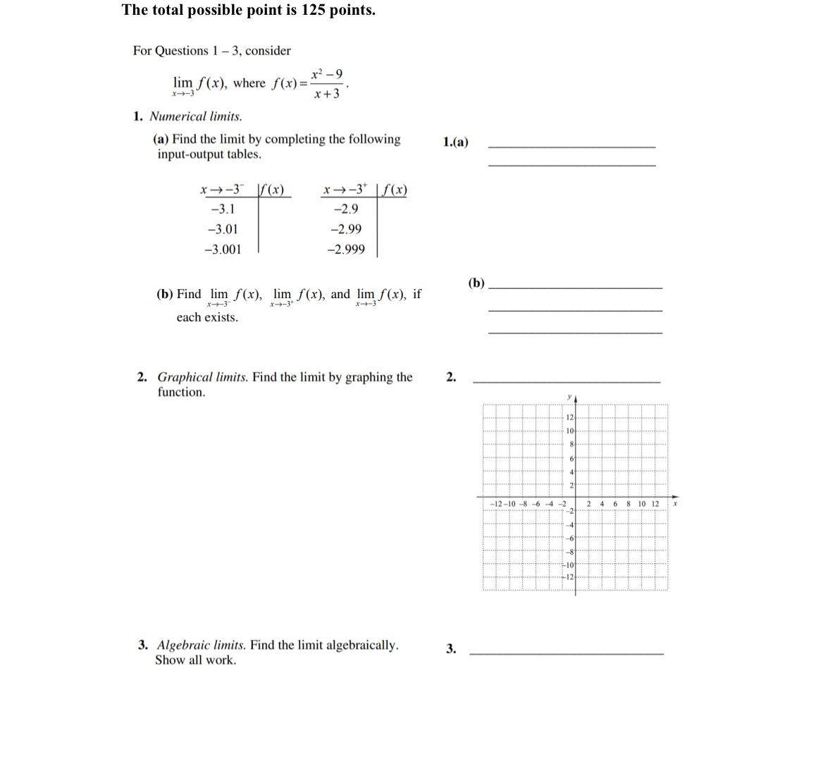Solved The total possible point is 125 ﻿points.For Questions | Chegg.com