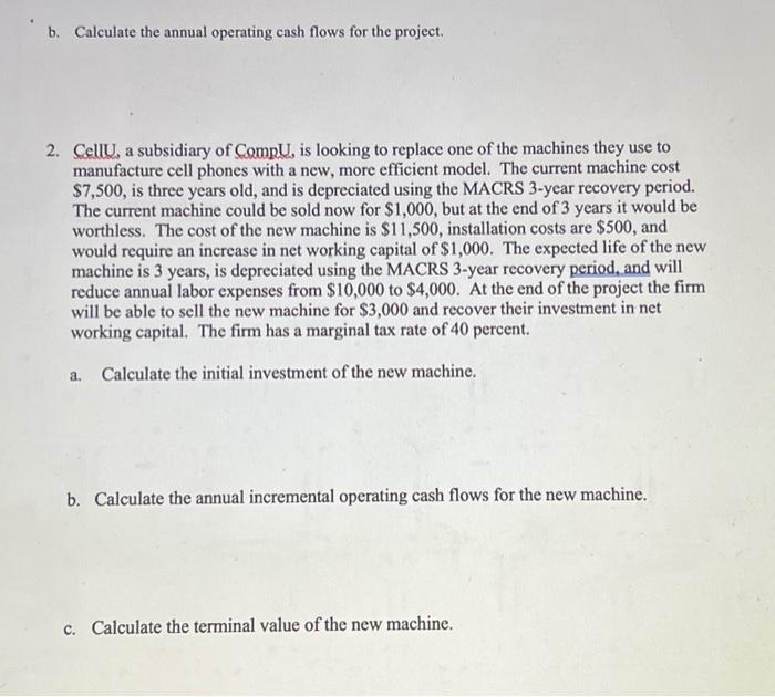 Solved a. Calculate the initial investment associated with | Chegg.com