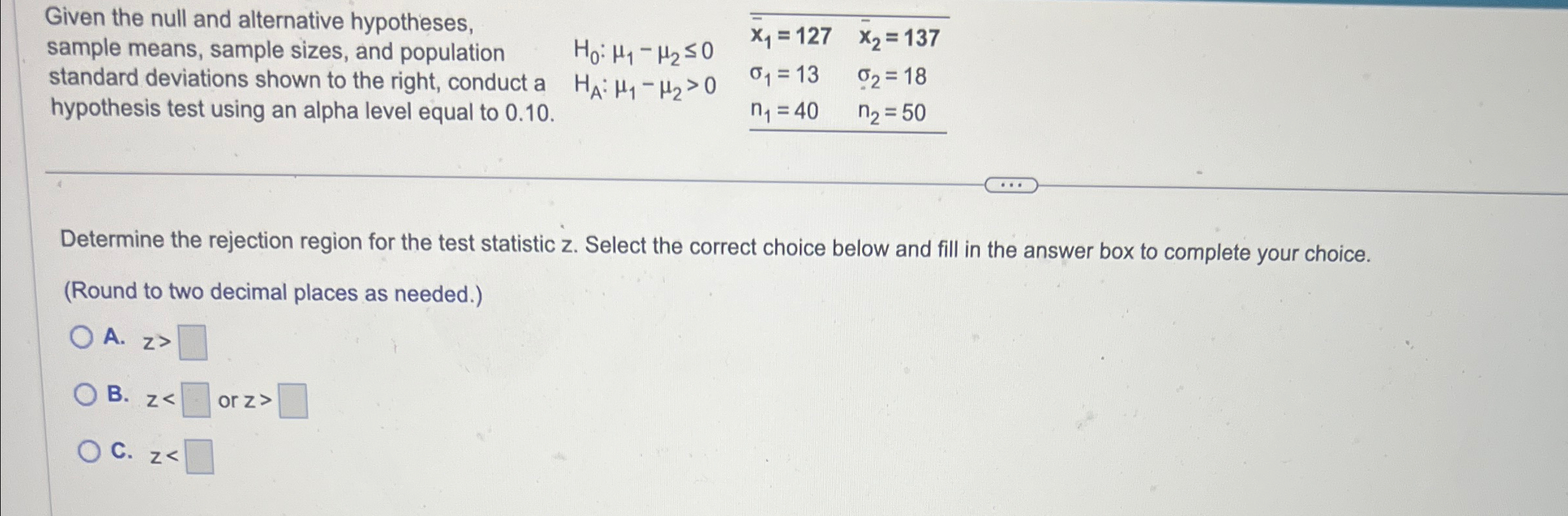 Solved Given the null and alternative hypotheses, sample | Chegg.com