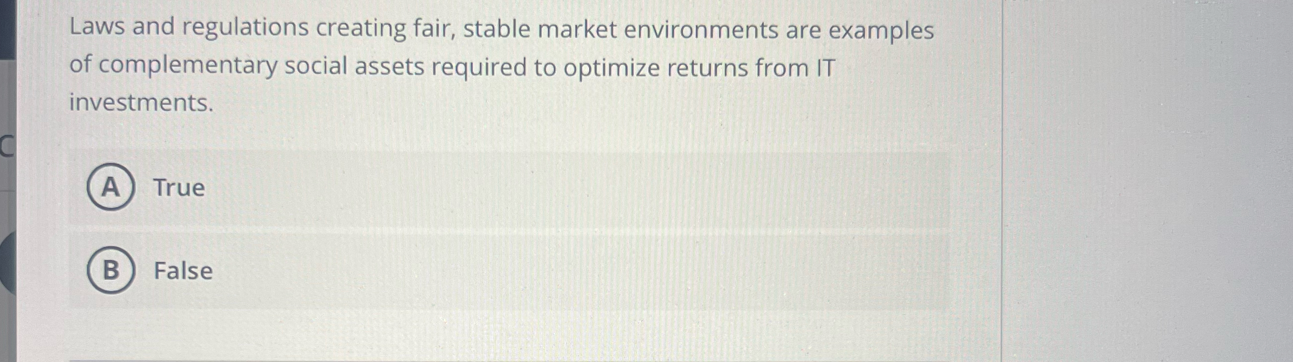 Solved Laws and regulations creating fair, stable market | Chegg.com