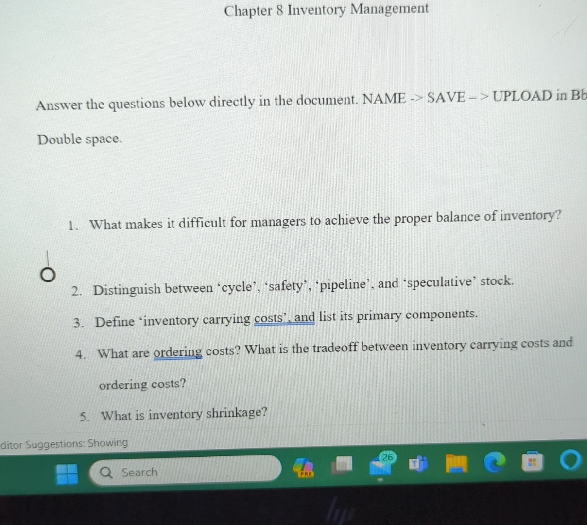 Solved Chapter 8 ﻿Inventory ManagementAnswer the questions | Chegg.com