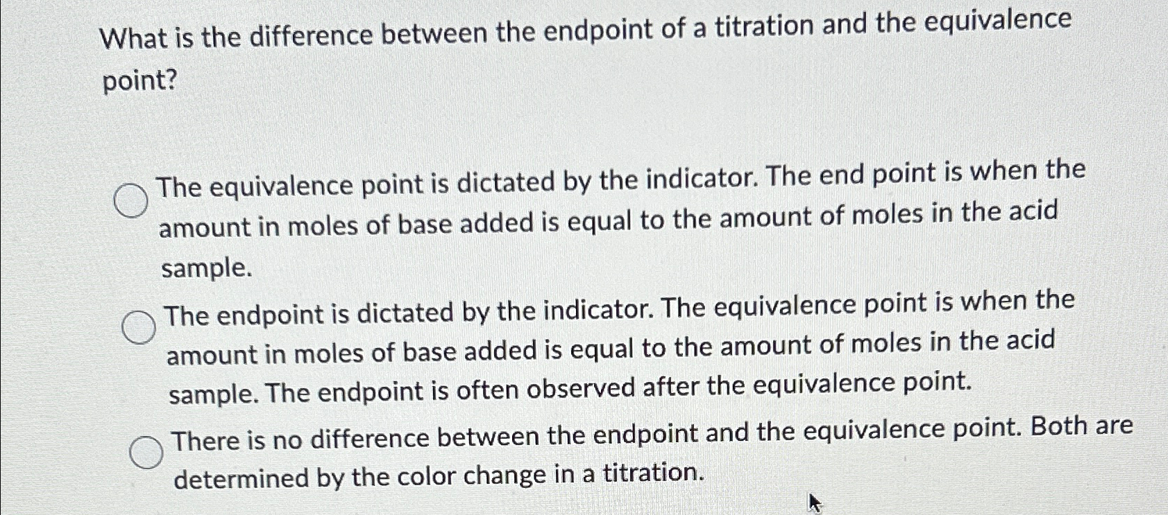 Solved What is the difference between the endpoint of a | Chegg.com