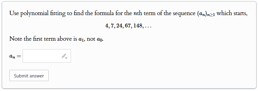 Solved Use polynomial fitting to find the formula for the | Chegg.com