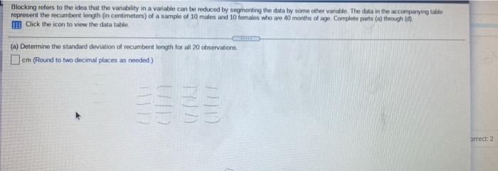 Solved Blocking refers to the idea that the variability in a | Chegg.com