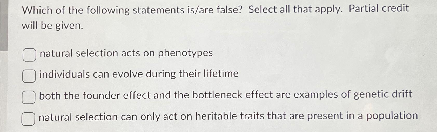 Solved Which of the following statements is/are false? | Chegg.com