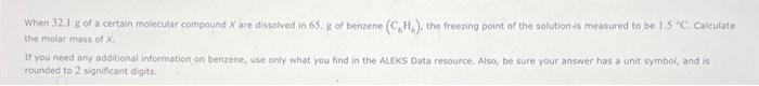 Solved When \\( 32.1 \\mathrm{~g} \\) of a certain molecular | Chegg.com
